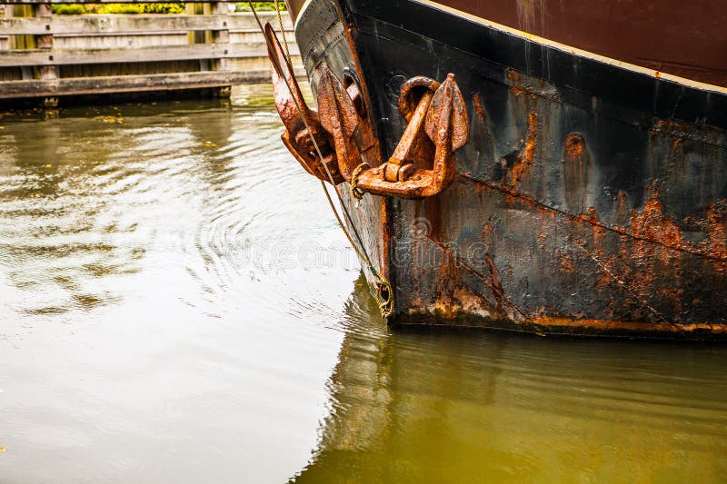 Big Old Ship Floats on Channel. Netherlands Stock Photo - Image of ...