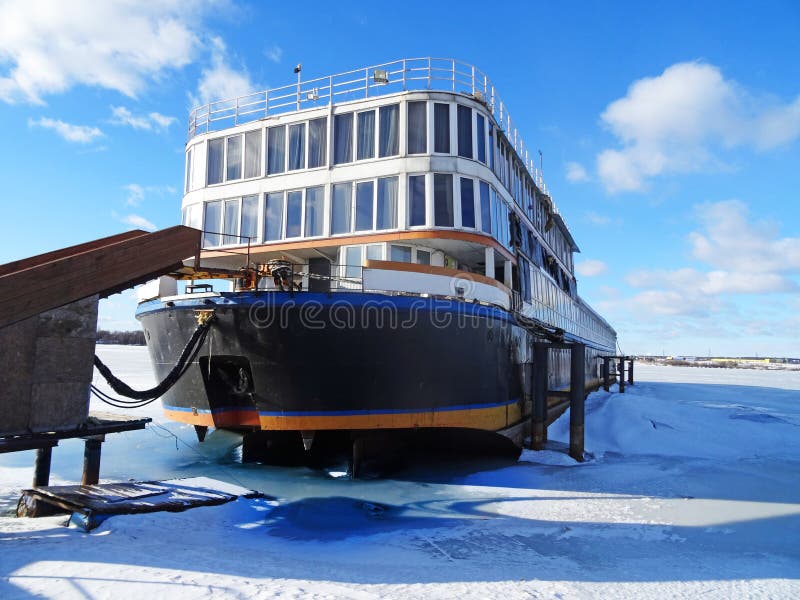 A Big Old Ship is on the Pier Stock Image - Image of water, metal ...