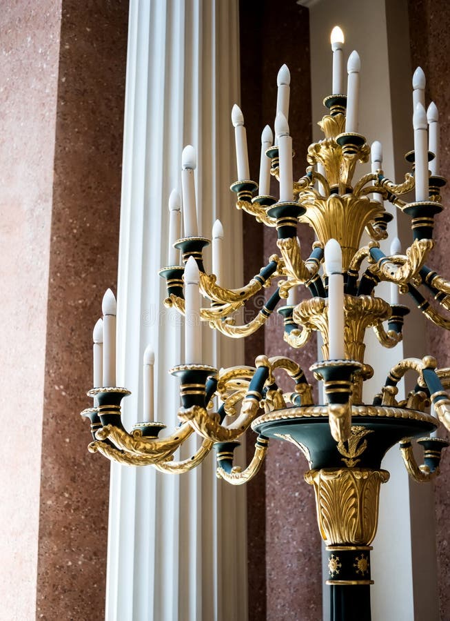 Big Old Torchere with Candlesticks Stock Image - Image of shiny ...