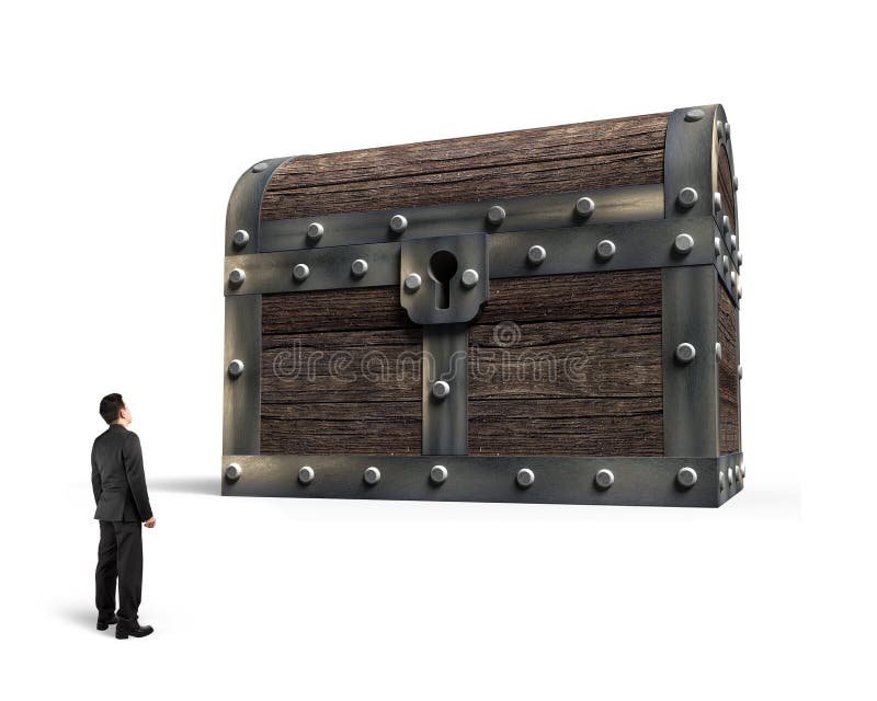 Old Treasure Chest with Man Looking at Stock Image - Image of ancient ...