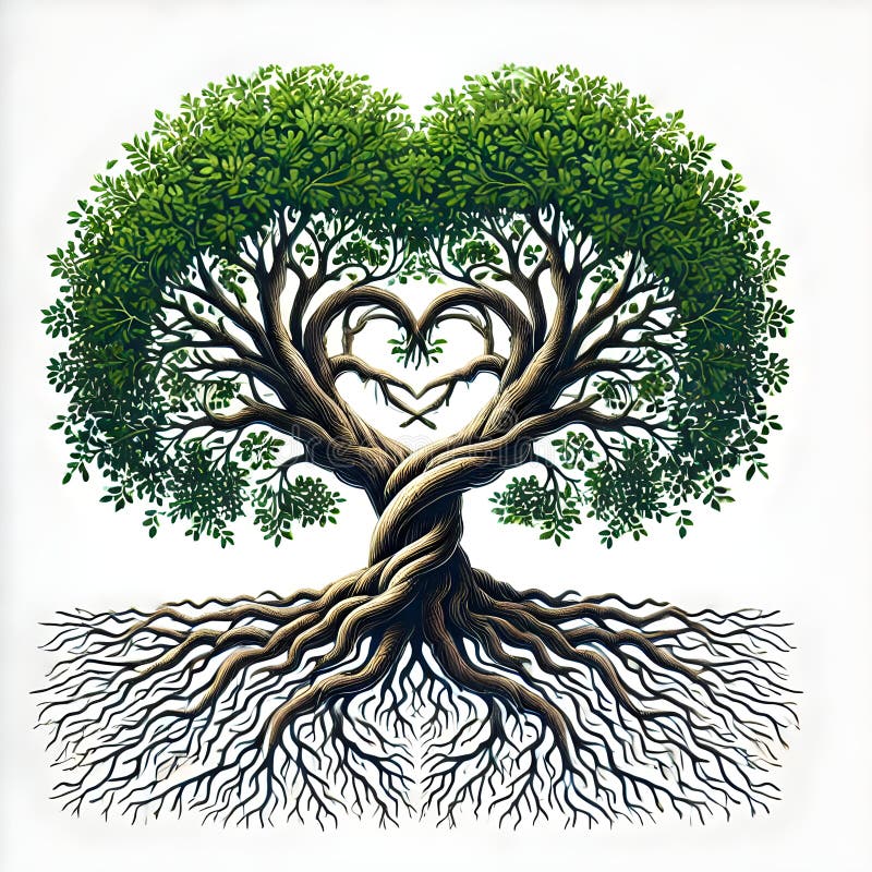Big Old Tree Forming a Heart Shape with Its Branches and Roots ...