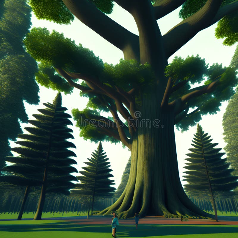 Big Old Tree, Generative AI Illustration Stock Illustration ...
