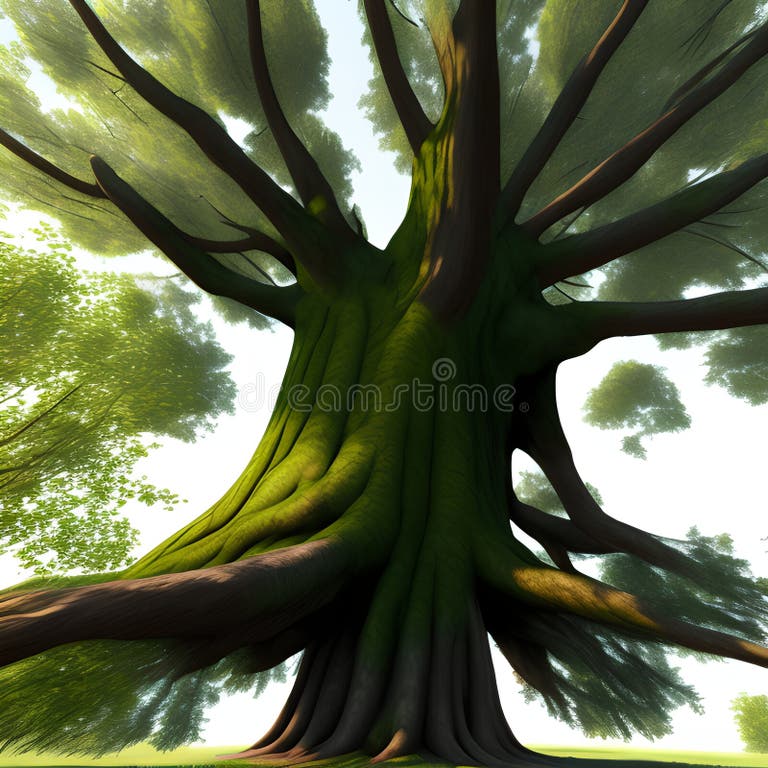 Big Old Tree, Generative AI Illustration Stock Illustration ...