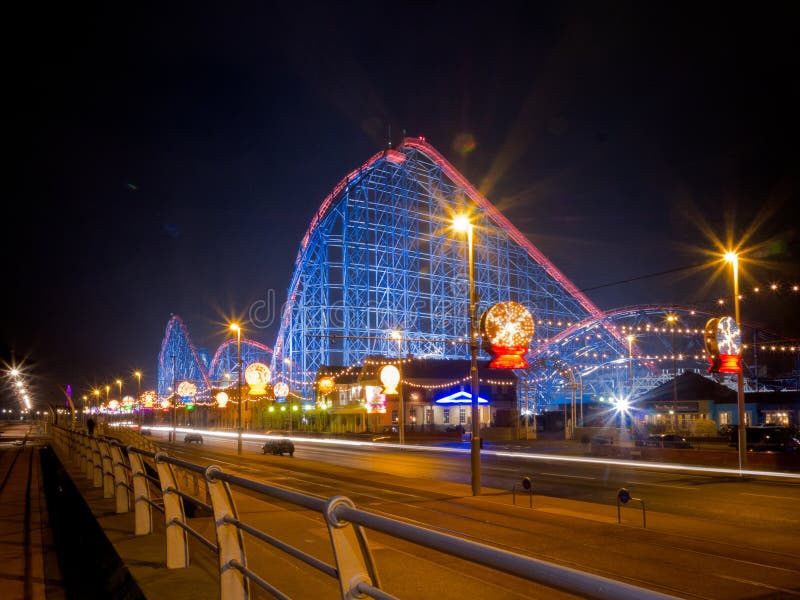 The Big One Roller Coaster Ride Illuminated Editorial Stock Photo ...