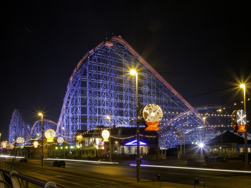 The Big One Roller Coaster Ride Illuminated Editorial Image - Image of ...