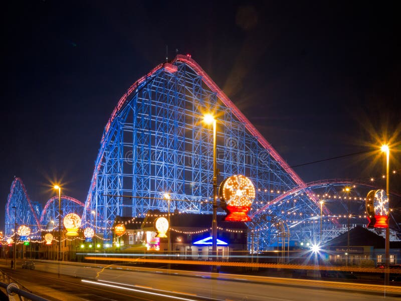 The Big One Roller Coaster Ride Illuminated Editorial Photo - Image of ...
