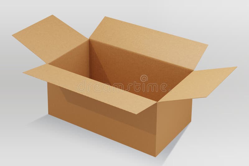 Big Open Cardboard Box 3D Rendering. Packaging Box Mock Up. Stock ...