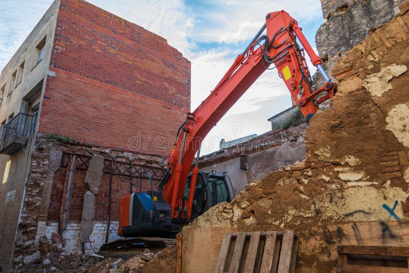 Big orange Excavator stock image. Image of moving, digger - 170961123
