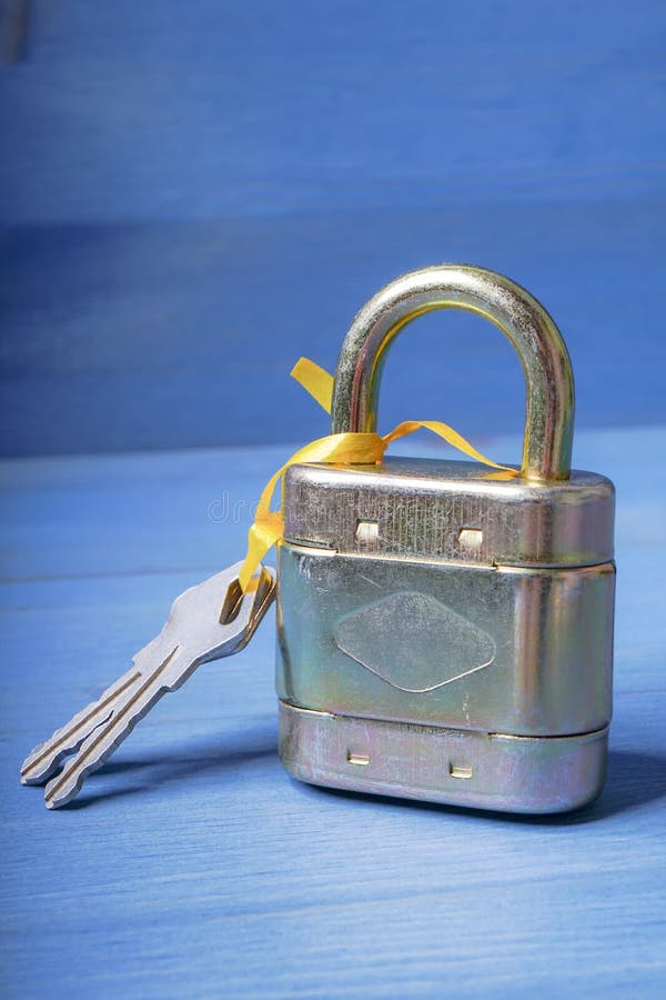 Big Padlock with Key, Still Life, Closeup and Detailed View Stock Photo ...