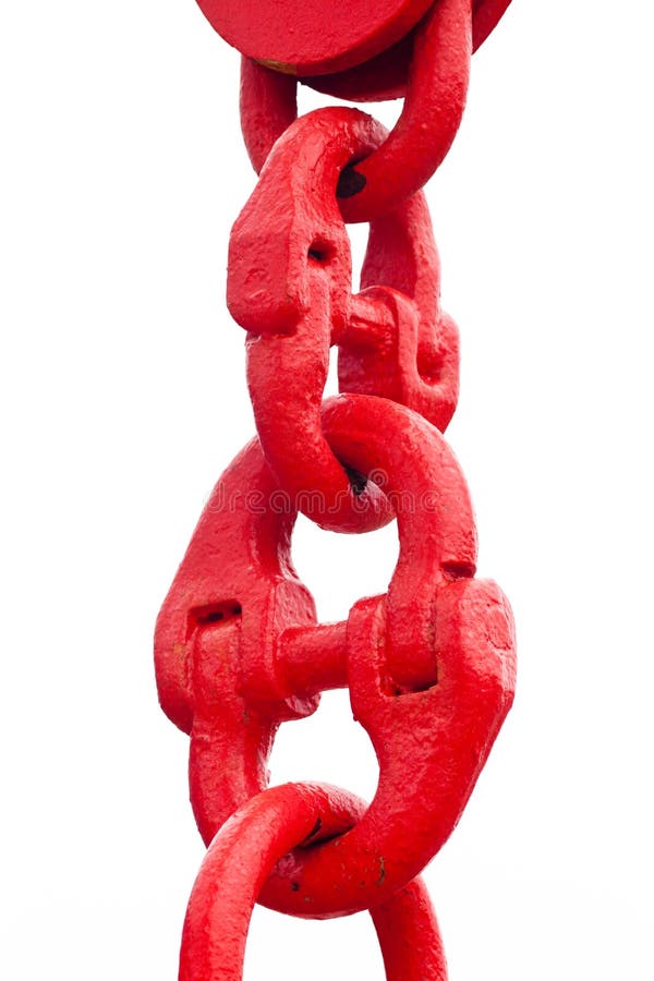 Big Painted Red Chain Links Isolated on White Stock Image - Image of ...