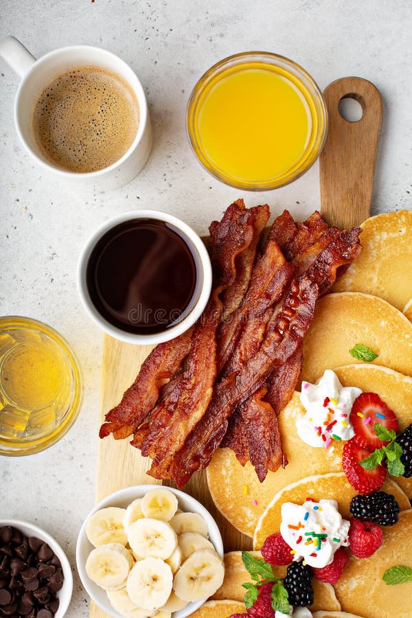 Big pancake breakfast stock image. Image of drink, juice - 167010051