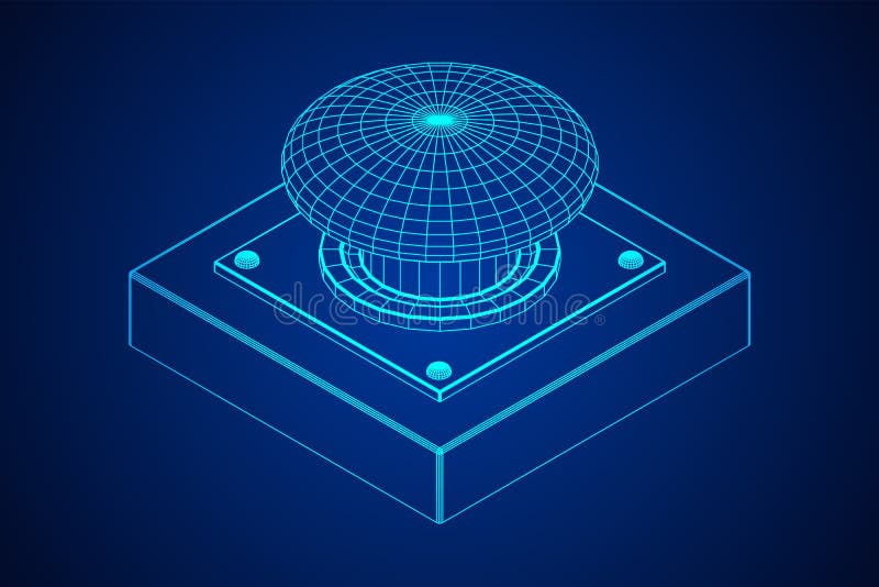 Big Panic Launch Push Button. Wireframe Low Poly Mesh Stock Vector ...