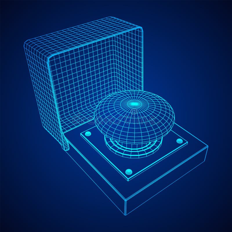 Big Panic Launch Push Button. Wireframe Low Poly Mesh Stock Vector ...
