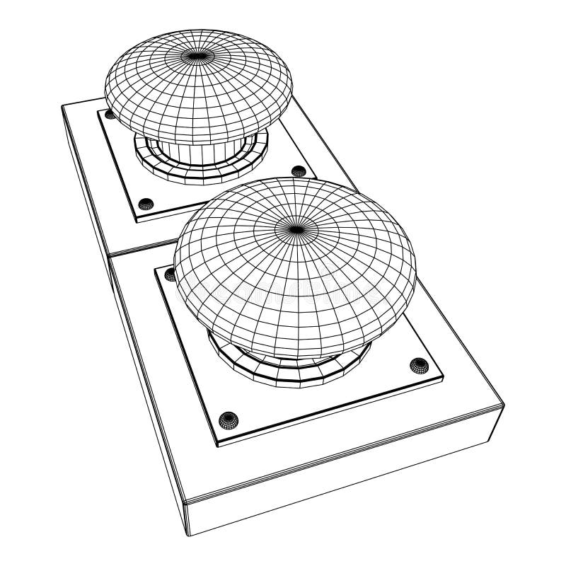 Big Panic Launch Push Button. Wireframe Low Poly Mesh Stock Vector ...