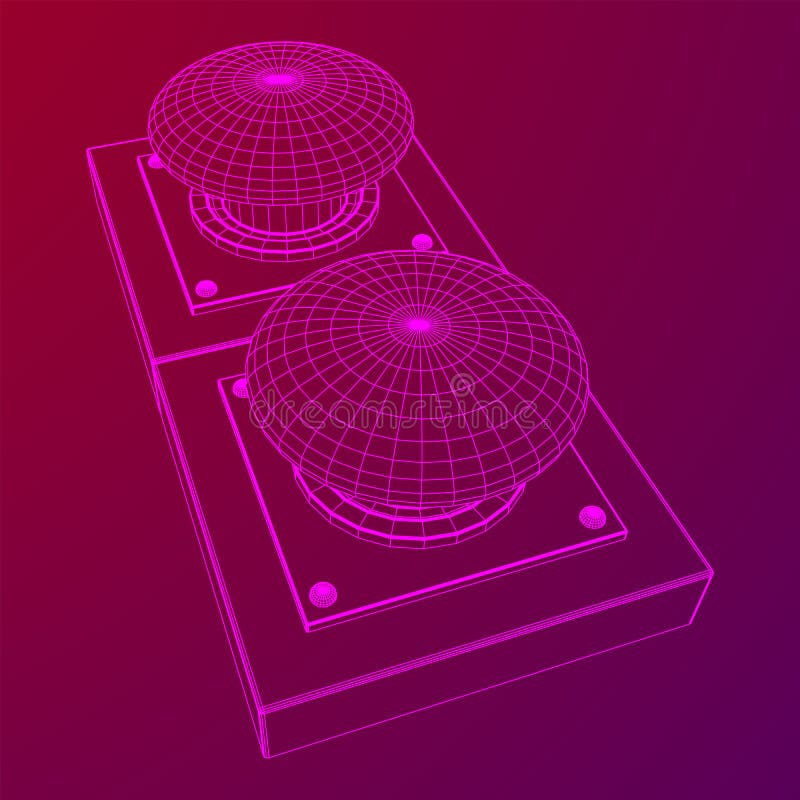 Big Panic Launch Push Button. Wireframe Low Poly Mesh Stock Vector ...