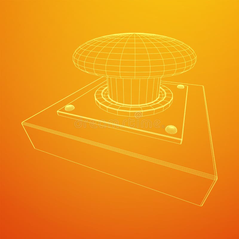 Big Panic Launch Push Button. Wireframe Low Poly Mesh Stock Vector ...