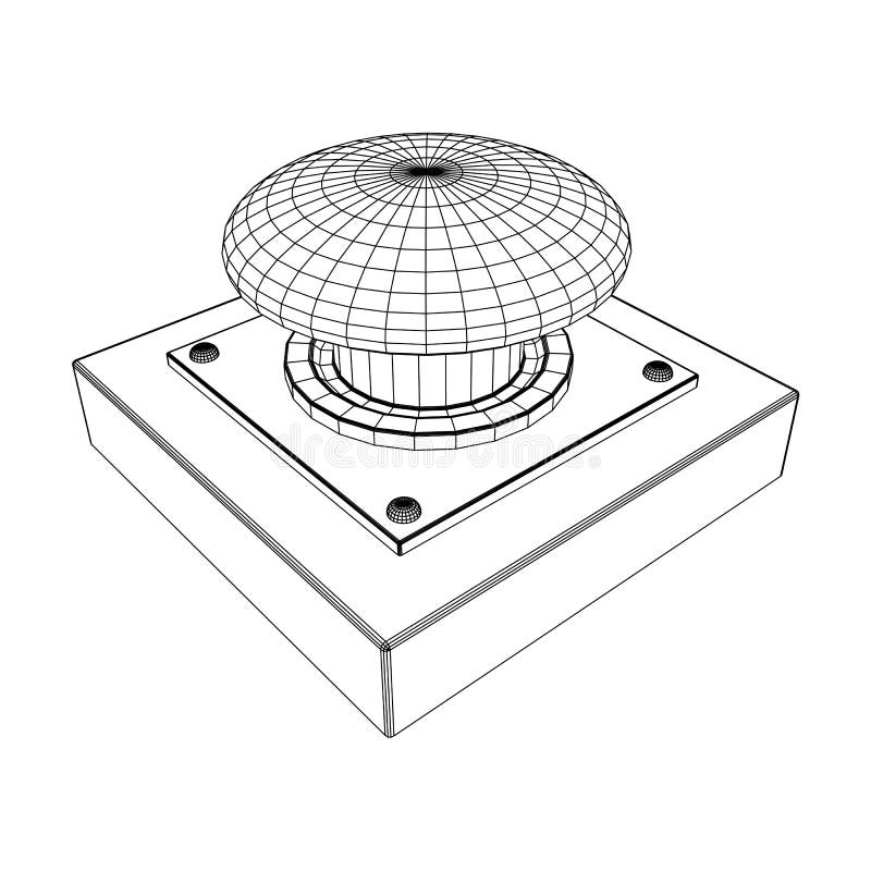 Big Panic Launch Push Button. Wireframe Low Poly Mesh Stock Vector ...
