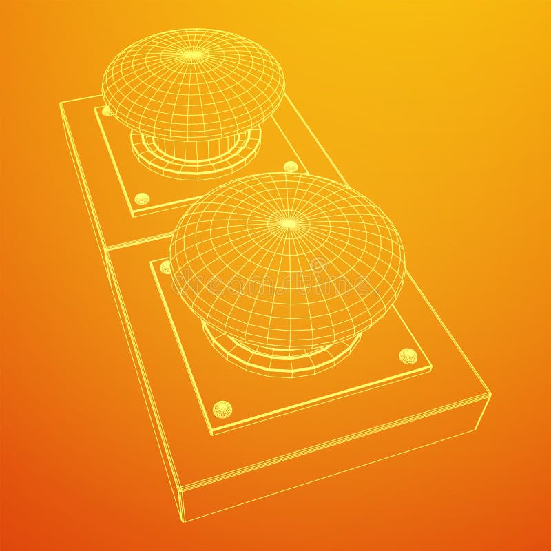 Big Panic Launch Push Button. Wireframe Low Poly Mesh Stock Vector ...