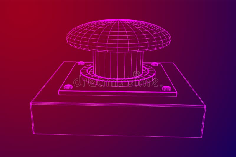 Big Panic Launch Push Button. Wireframe Low Poly Mesh Stock Vector ...