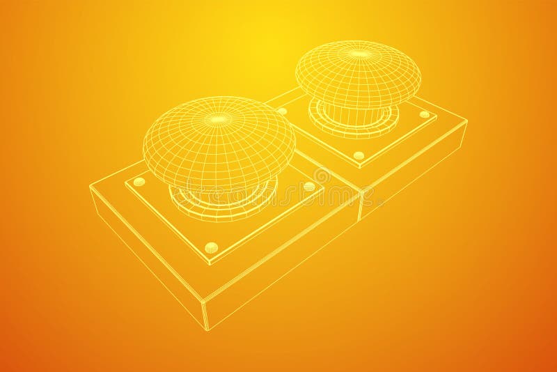 Big Panic Launch Push Button. Wireframe Low Poly Mesh Stock Vector ...