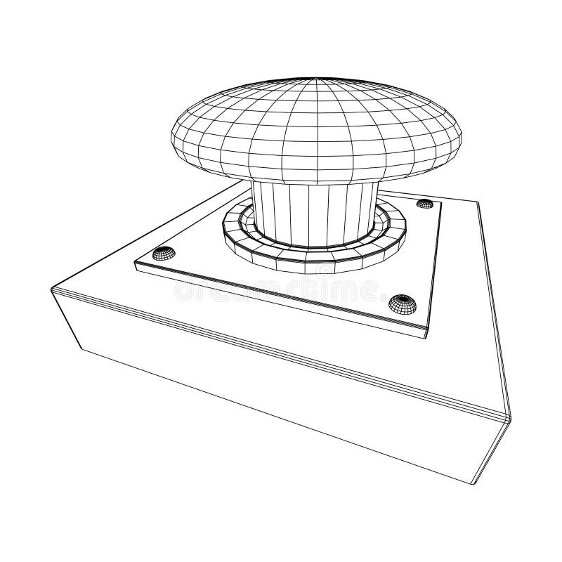 Big Panic Launch Push Button. Wireframe Low Poly Mesh Stock Vector ...
