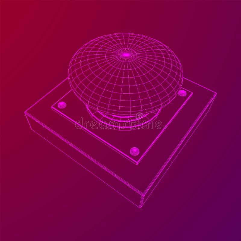 Big Panic Launch Push Button. Wireframe Low Poly Mesh Stock Vector ...