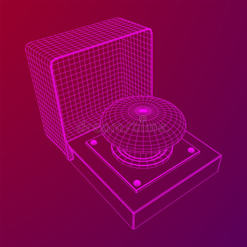 Big Panic Launch Push Button. Wireframe Low Poly Mesh Stock Photo ...