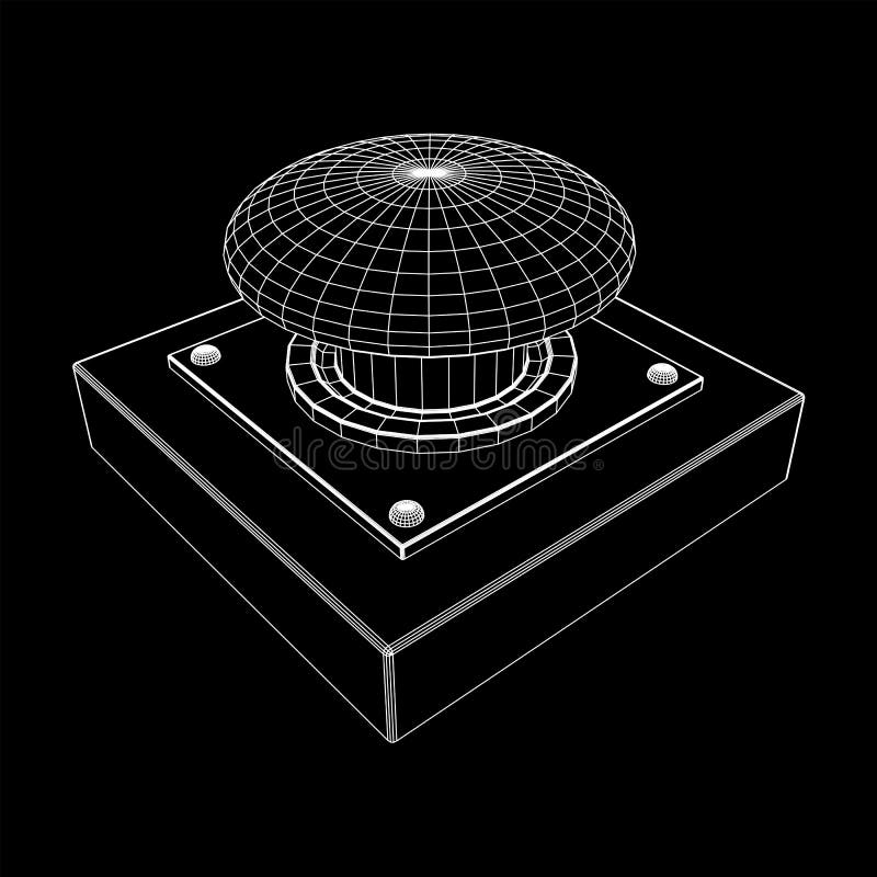 Big Panic Launch Push Button. Wireframe Low Poly Mesh Stock Vector ...