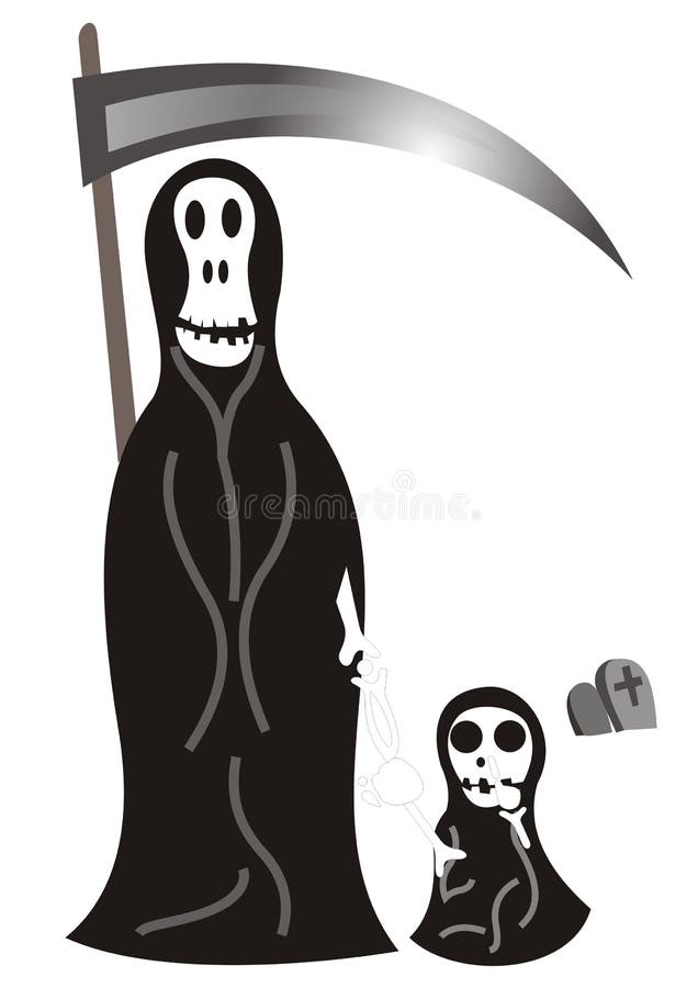 Big Papa Death and Infant Death Stock Illustration - Illustration of ...