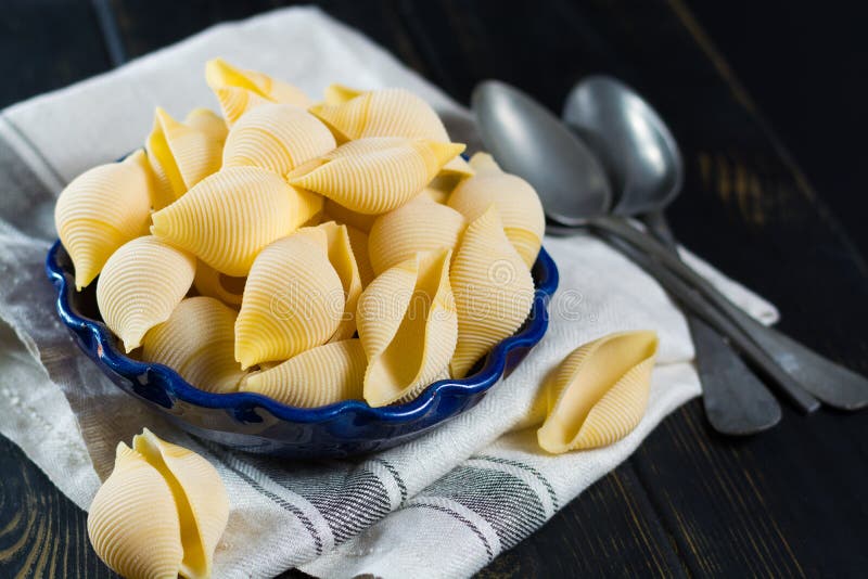 Big Pasta Shells for Stuffing, Uncooked Stock Photo - Image of stuffed ...