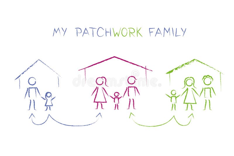 Big Patchwork Family Drawing Stock Vector - Illustration of house, pain ...