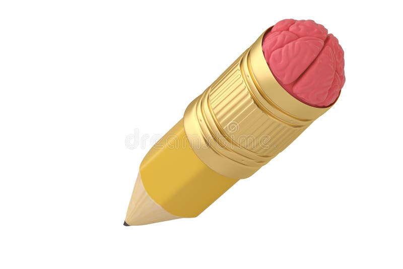 Concept Brain And Bulb Inside Pencil Symbolizing The Creativity Stock ...