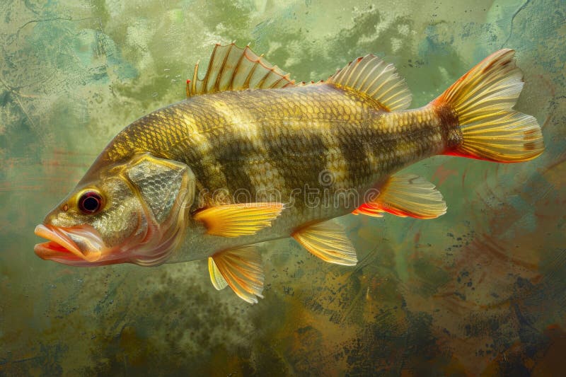 Big Perch in Water with Green Background Stock Image - Image of swim ...