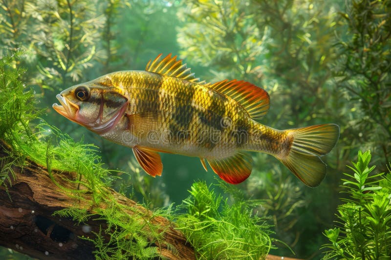 Big Perch in Water with Green Background Stock Photo - Image of vibrant ...
