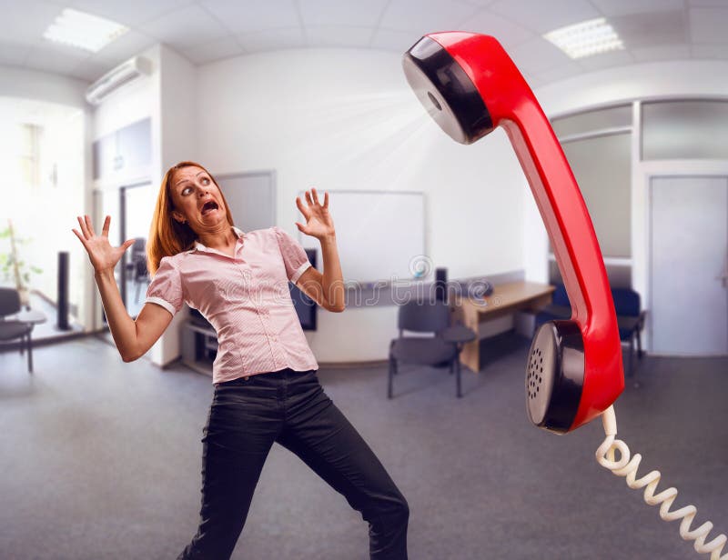 Big Phone is Screaming To Woman Stock Photo - Image of nervous, handset ...