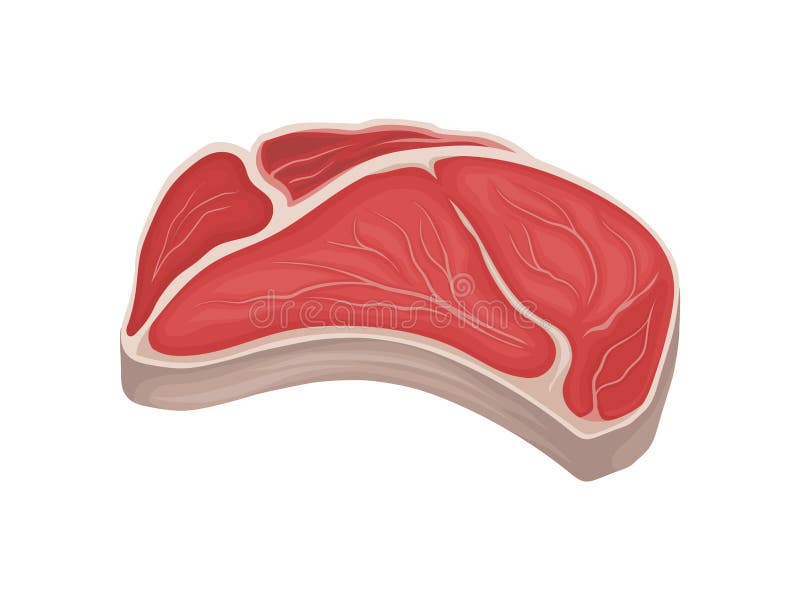Big Piece of Fresh Meat. Vector Illustration on White Background. Stock ...