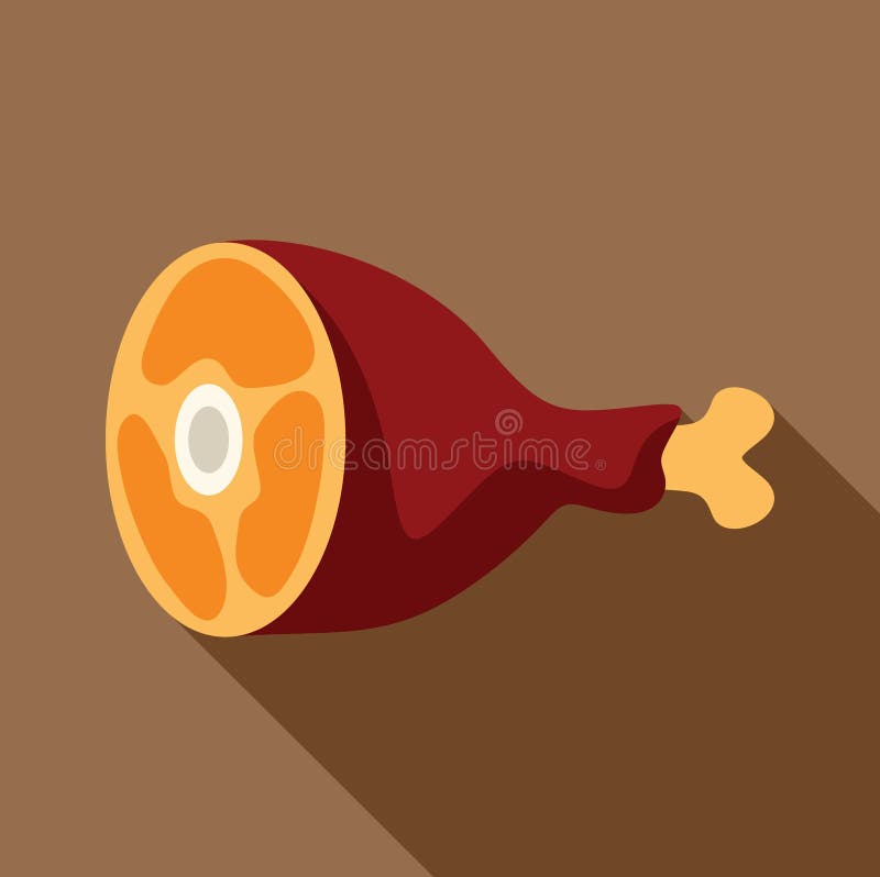 Big Piece of Ham on the Bone Lying Down with Long Shadow Stock Vector ...