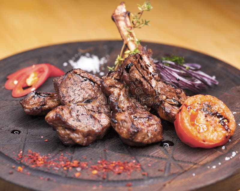 Big Piece of Lamb on the Bone - Restaurant Dish Lamb Grilled Lamb ...