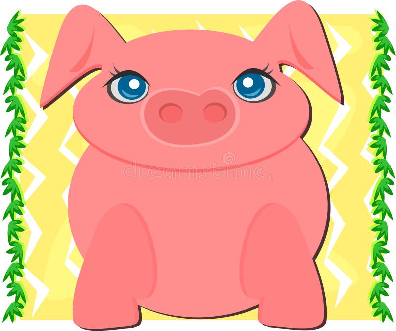 Big Pig in a Nature Frame stock illustration. Illustration of animal ...