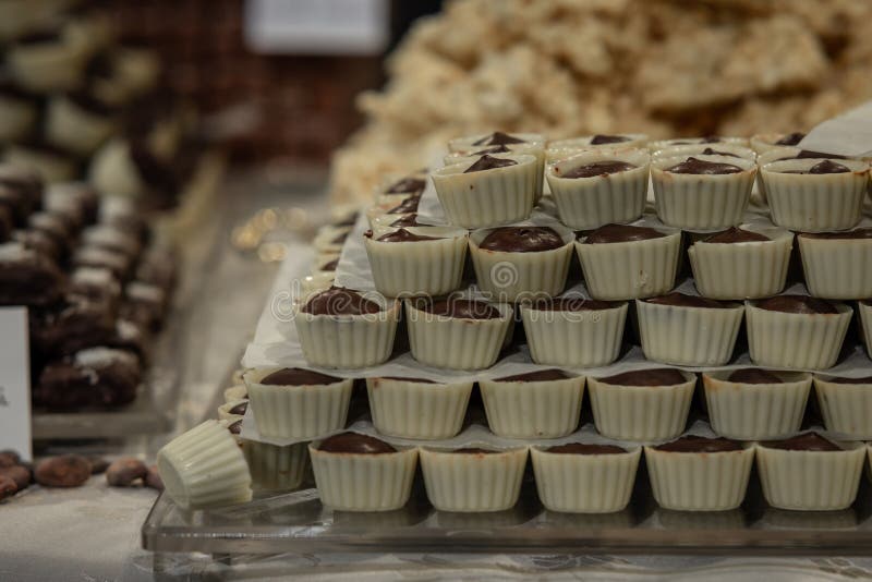 Big Pile of Chocolate Candy, Brown Chocolate in White Enclosure, Muffin ...