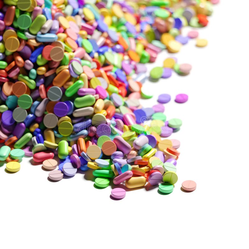 A Big Pile Of Colorful Medication And Pills 3d Render Stock ...