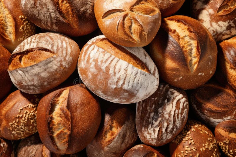 Big Pile of Different Sorts of Fresh Bread Stock Illustration - Illustration of brown, soft ...