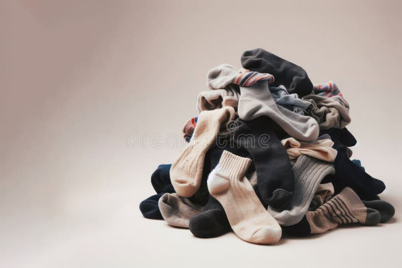 A Big Pile of Dirty Socks. Space for Text. Stock Image - Image of ...