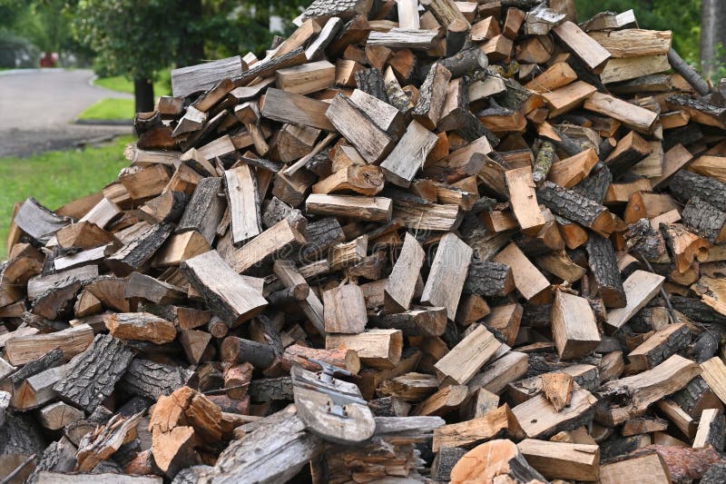 A Big Pile of Firewood. a Renewable Resource for Heating. Stock Image ...