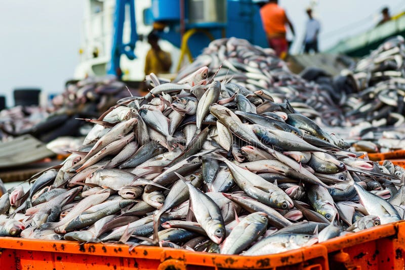 Big pile of fish stock illustration. Illustration of cuisine - 342851555