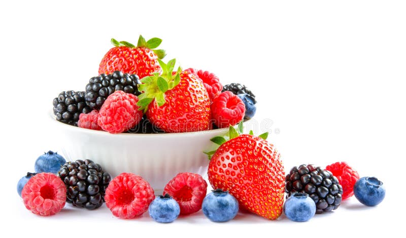 Big Pile of Fresh Berries in Bowl on the White Background Stock Photo ...