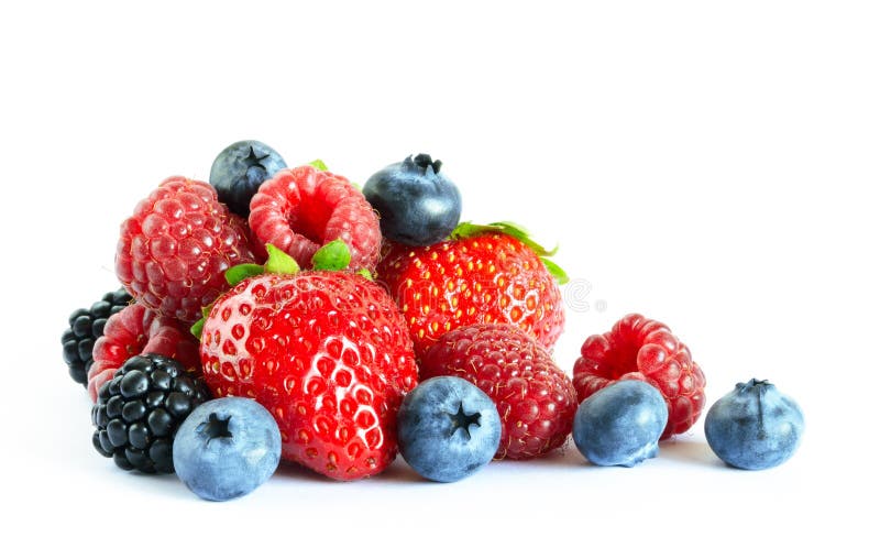 Big Pile of Fresh Berries on the White Stock Photo - Image of diet ...