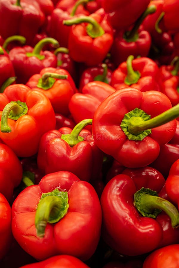 Big Pile of Red Peppers in a Store.. Stock Photo - Image of store ...