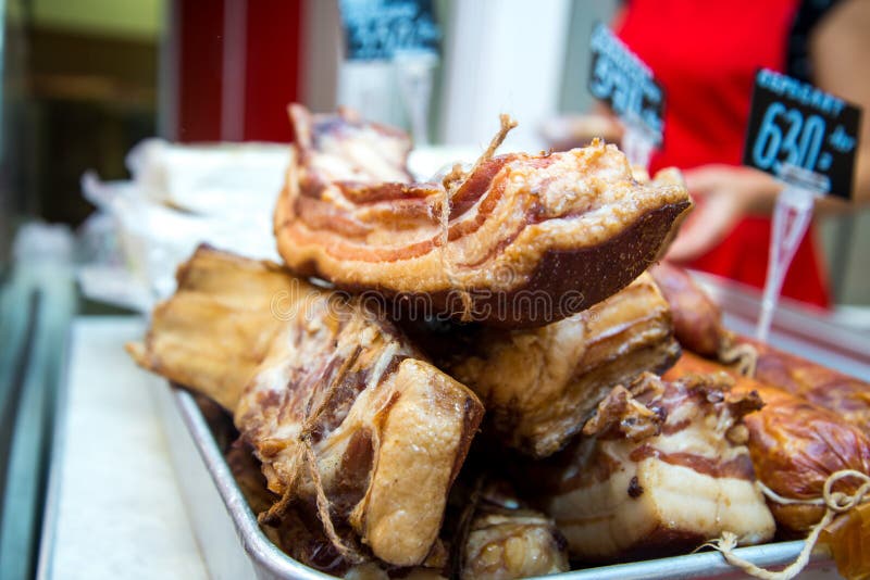 Big Pile of Whole Bacon. Big Smoked Bacon. Pieces of Smoked Bacon Large ...