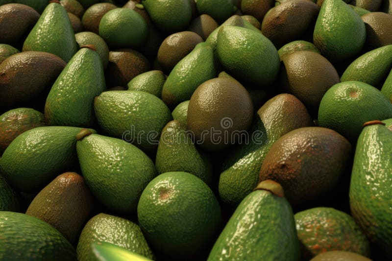 A Big Pile of Whole Ripe Avocados. Generative AI Stock Illustration ...